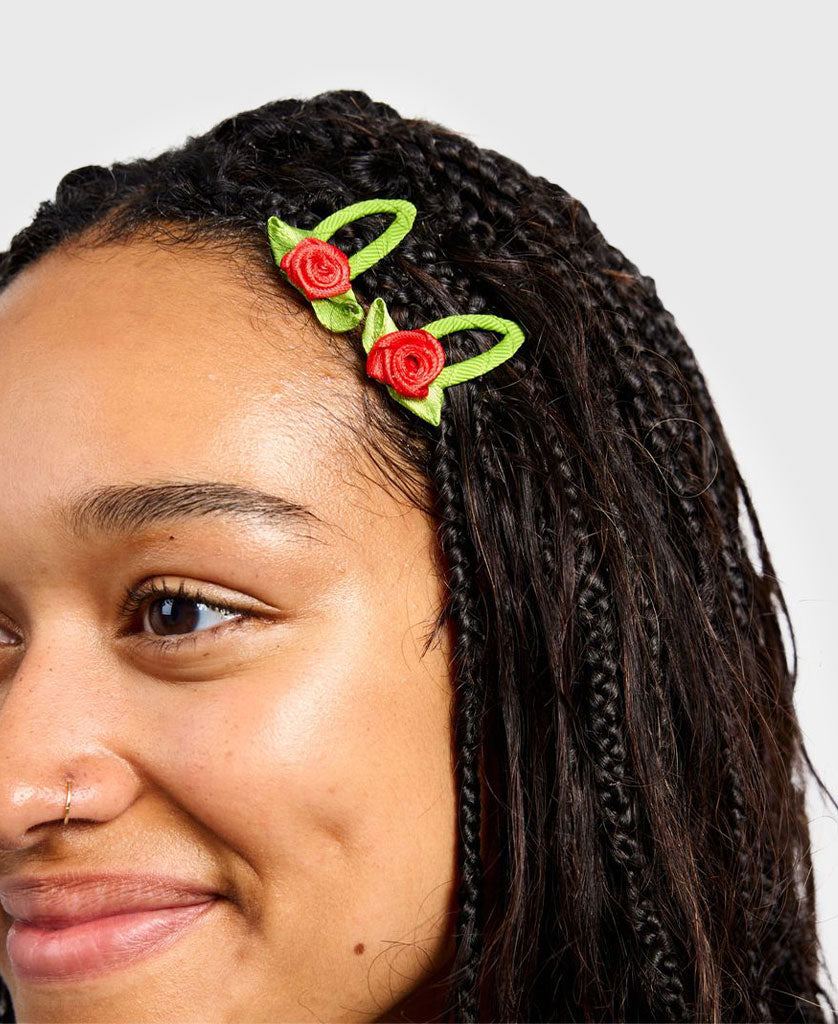 ROSETTE SNAP CLIPS - RED – colleen